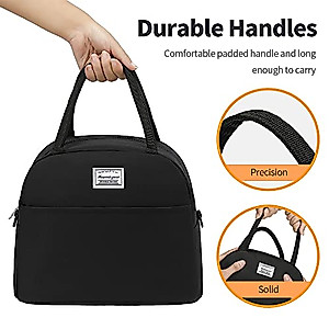 XQXA Lunch Bag Reusable Insulated Cooler Water Resistant Lunch Box Adult Tote Lunch Bag for Women /Men Work Picnic Beach or Travel-Black