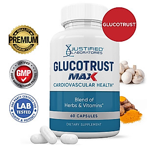 Justified Laboratories (3 Pack) Glucotrust Max 1295MG Formula Supplement Pills 180 Capsules