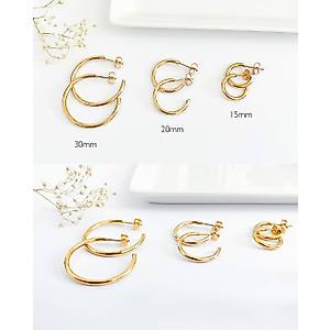 Altitude Boutique Small Gold Hoop Earrings For Women | 18kt Gold Plated Thin Tube Earrings | Lightweight, Hypoallergenic Chunky Gold Open Hoops (Gold 15mm)