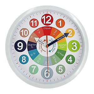 LINSHI & FORTUNE 12 Inch Learning Clock for Kids - Telling Time Teaching Clock