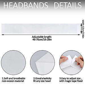 PINKXHY 128 Pieces Disposable Spa Facial Headbands Stretch Non-Woven Facial Headband Soft Skin Care Hair Band with Convenient Closure for Women Girls Salons Esthetician Supplies, White Large