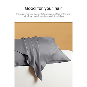 100% Viscose Made from Bamboo Breathable Pillowcases Standard Size Set of 2-Pack for Hot Sleepers and Night Sweats- Softness and Cooling Pillow Cases-Envelope Closure （Gery -20 x 26 Inches）