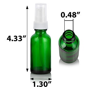 JUVITUS 1 oz / 30 ml Green Glass Boston Round Bottle with White Treatment Pump (24 pack) + Funnel