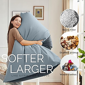 Nobildonna 4ft Bean Bag Chair Cover (No Filler) for Adults, 400L Extra Large Premium Velvet Beanbag Chair Cover, Washable Beanbag without Filling Ultra Soft Triangular Lazy Sofa Cover (Grey)