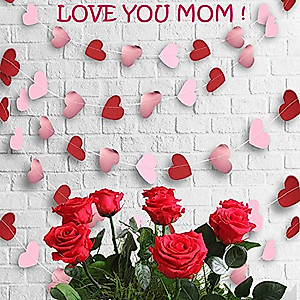 Heart Garland Banner Valentine's Day Decorations, Wedding Decor, Mother's Day| Paper Heart Hanging Banner | Engagement Decorations, Baby Shower Bridal Love Anniversary | Valentines Photo Props | Background decor, Wall Decorations, Curtain and Window Displ