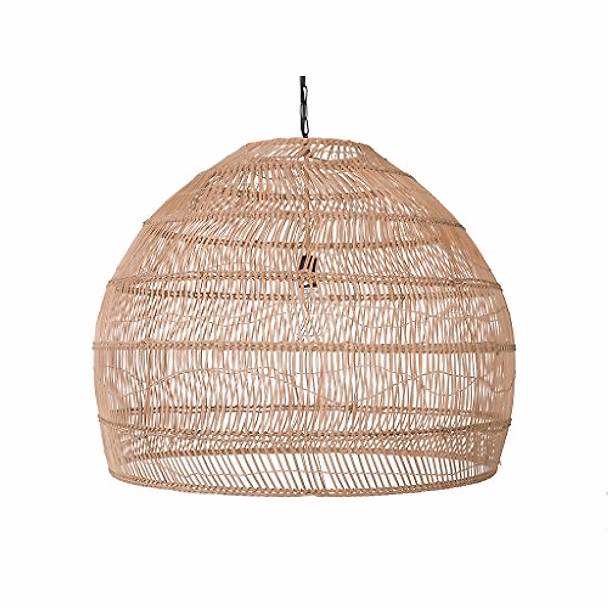 KOUBOO 1050101 Open Weave Cane Rib Bell Hanging Ceiling Lamp, One Size, Wheat