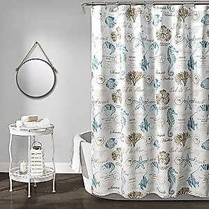 Lush Decor Blue 72 ' X 1 Harbor Life Shower Curtain, 72" x 72", Blue & Taupe, 72 in x 72