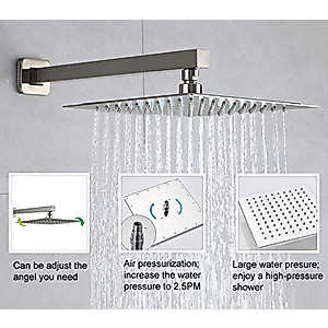DMDMBATH Shower System Brushed Nickel Shower Faucet Set 3-Function Bathroom Shower Fixtures with Waterfall Tub Spout Wall Mount 10 inch Rain Shower Head (Brushed Nickel)…