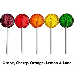 Lollipops Individually Wrapped - 5 Pounds - Classic Flat Lollipops for Kids - Round Lolly Pops - Assorted Fruit Flavors Lolipops - Lollipop Candy Suckers - Bulk Summer Camp Lollipops - Church Candies
