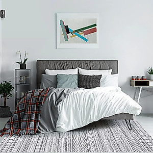 GarveeHome Washable Rug 5x7 Large Bedroom Rug Foldable Bohemian Rug Indoor Non Slip Low Pile Boho Rug Geometric Floor Cover Moroccan Rug Accent Rug Carpet for Living Room Home Office, Grey