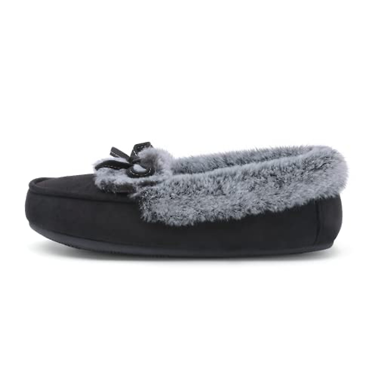 DREAM PAIRS Women's SDSL222W-NEW Black Slip on Faux Fur Lining Mocassins House Slippers for Indoor and Outdoor Size 10 M US