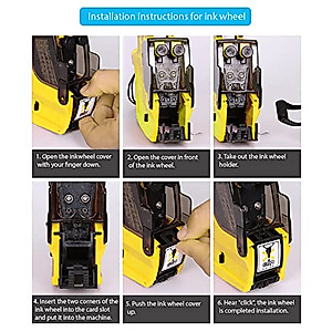 HM-689 2-Line 20 Digits Price Labeling Gun with Letters A-Z,Pricing Labeler with 3 Inkers 5 Rolls/2800 White Labels,HopingMore Tag Maker Machine with Label Cover for Office Retail Shop(YELLOW 2-LINE)