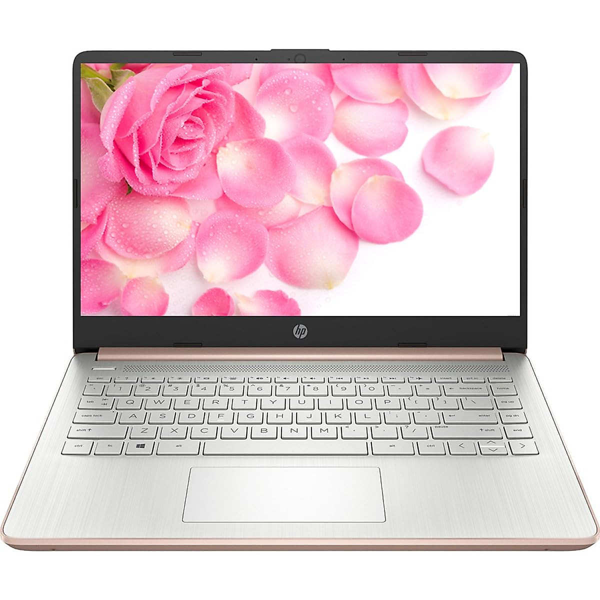 HP Newest 14in Schools and Business Laptop, Intel Quad-Core N4120 CPU, 8GB RAM, 64GB eMMC, 256GB Micro SD, 1-Y Office 365, Webcam, HDMI, WiFi, Win 11 S(Rose Gold), HP 14in
