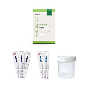 Utest (5-Test Strips + Cup) THC Home Tests for 50 ng/mL (3 Strips) and 15 ng/mL (2 Strips)