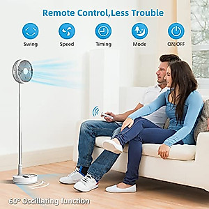 CooCoCo Rechargeable Oscillating Standing Fan with Remote Control,4 Speed Settings & 7200mAh Battery,Portable Fan,USB Desk Fan,Ideal Gift for Bedroom,Office,Travel,Camping and Outdoor Activities