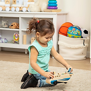 Melissa & Doug Wooden Airplane Play Set With 4 Play Figures and 4 Suitcases - Toy Airplane For Toddlers, Classic Wooden Toys For Kids