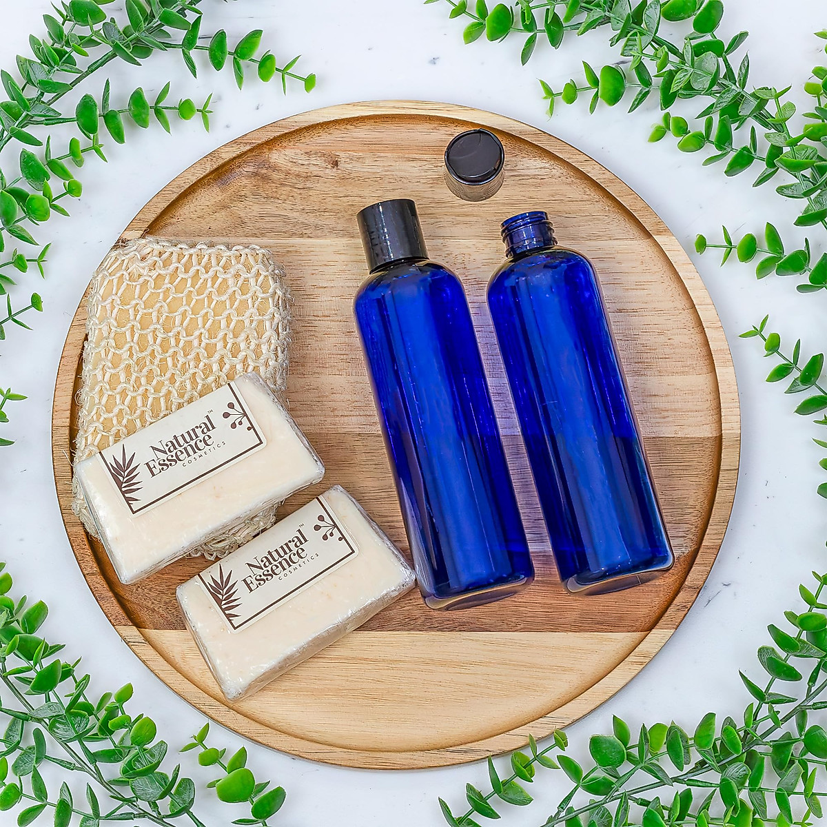 Cornucopia Brands 8oz Plastic Squeeze Bottles w/Disc Top Flip Cap (6-Pack, Blue); BPA-Free Containers For Shampoo, Lotions, Liquid Body Soap, Creams