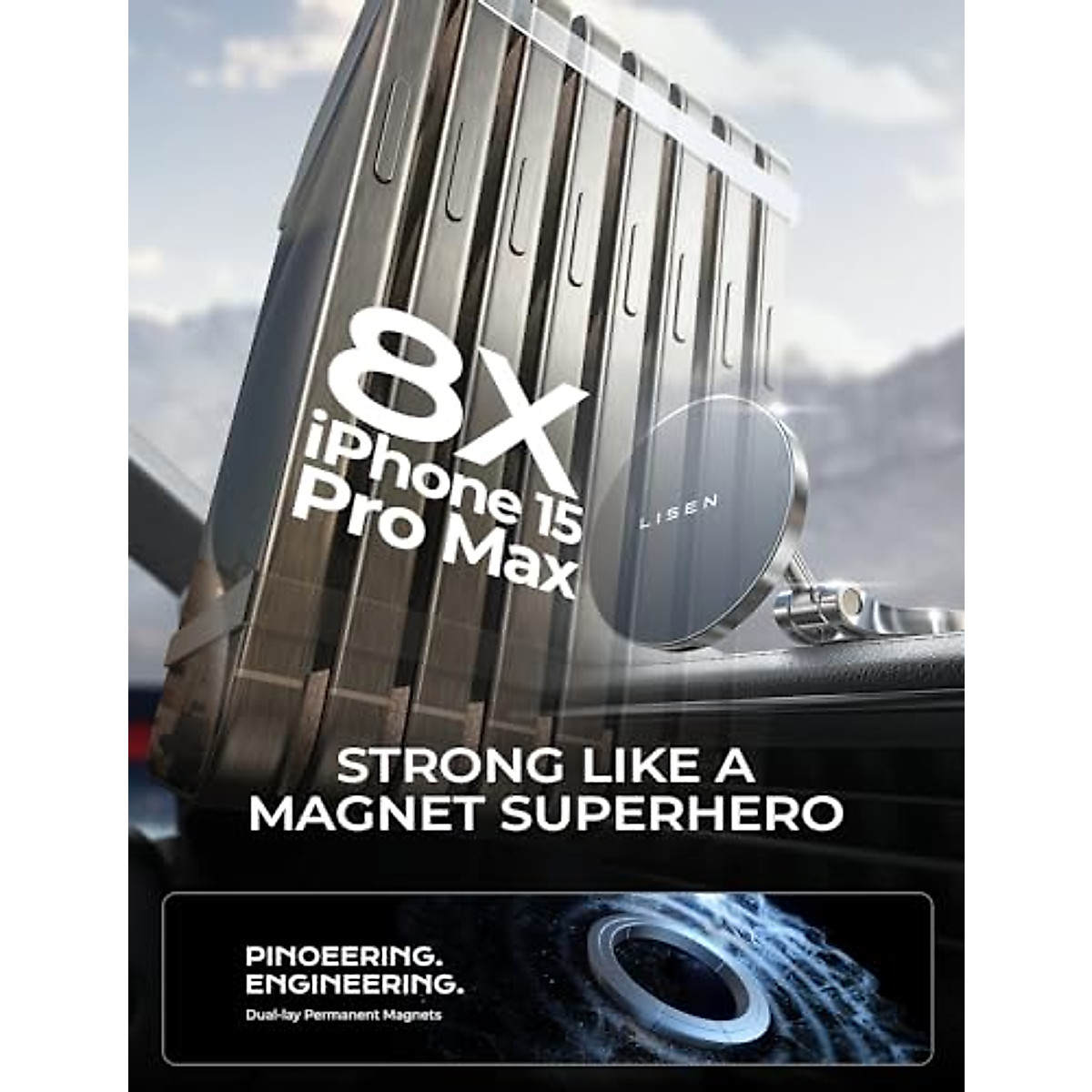 LISEN for Magsafe Car Mount Charger 15W, [360° Rotation] iPhone Wireless Car Charger Magnetic Foldable Car Phone Holder, for Dashboard Magsafe Charing Mount Fits iPhone 15 14 13 12 Pro Max Plus