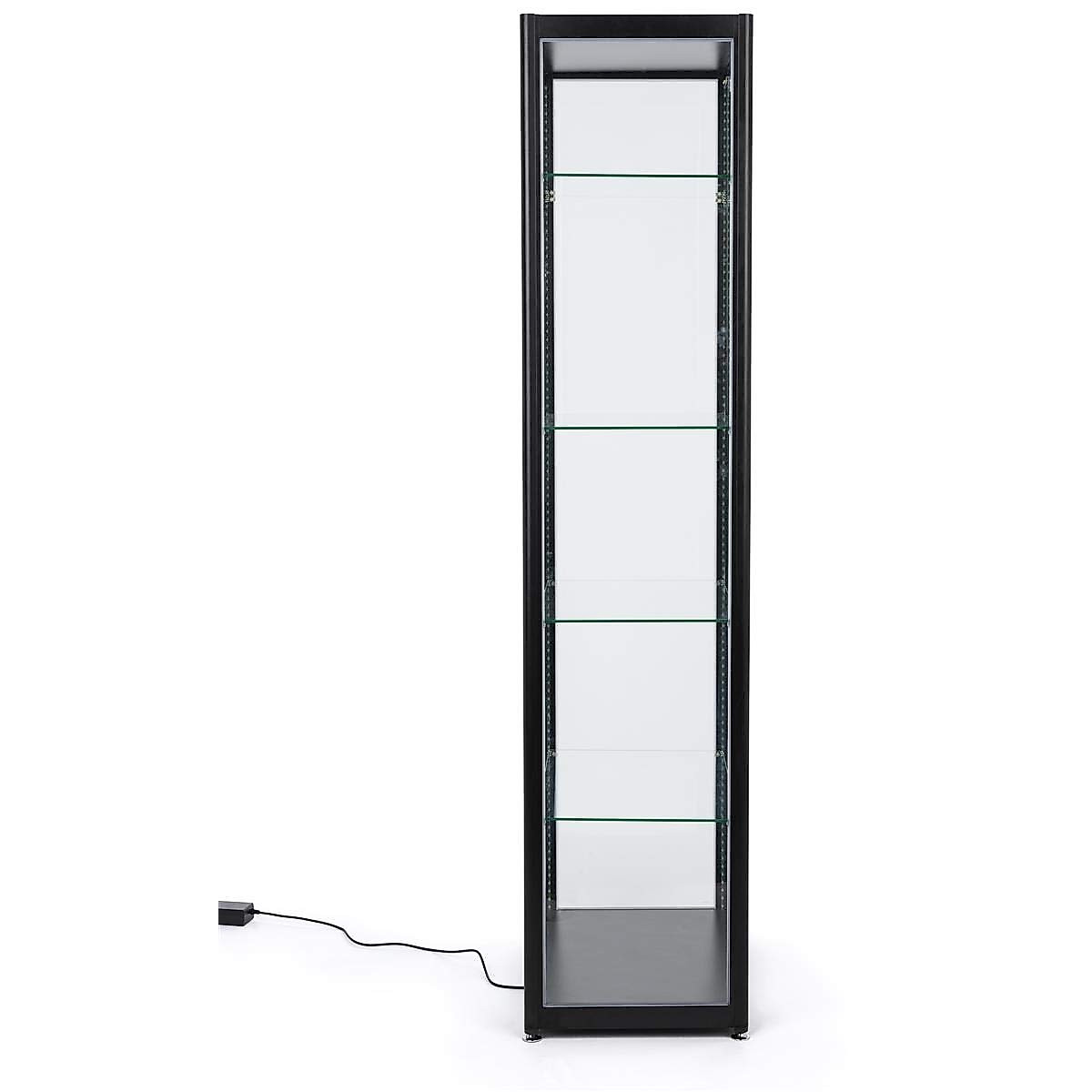 Displays2go 2 Foot Wide Display Cases with Corner Lighting – Black (DCKDMT24B)