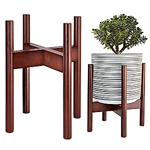 ZPirates Wood Plant Stand for Indoor and Outdoor - Adjustable Width (up to 12 Inches) for Small Medium and Large Planter Pots -14-inch Tall
