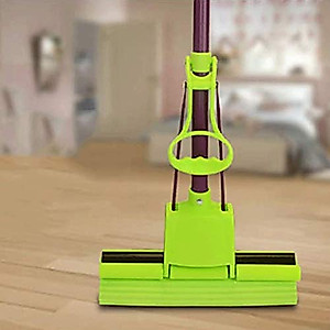 Kitchen Home PVA Sponge Mop, Super Absorbent Quadruple Roller PVA Foam Sponge Mop All Purpose Floor Cleaner, Green