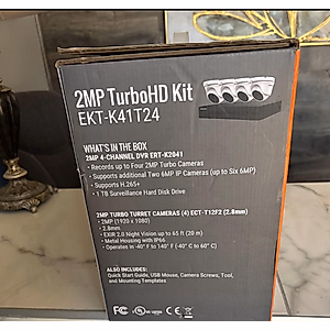 Hikvision EKT-K41T24 4CH 2MP DVR Kit / 4 X 2MP Outdoor IR Turret Cameras / 1 TB HDD