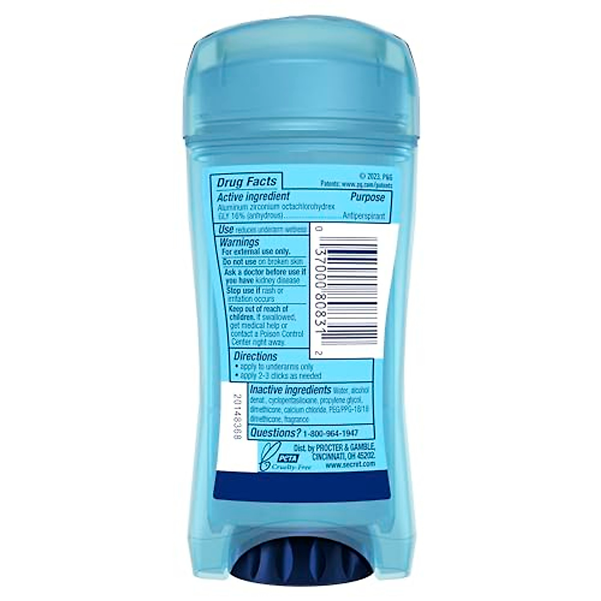 Secret Outlast Antiperspirant Deodorant for Women, Sweat & Odor Protection, PH Balancing Minerals, Clear Gel, Unscented, 2.6 oz