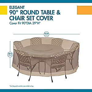 Duck Covers Elegant Water-Resistant 90 Inch Round Patio Table & Chair Set Cover, Outdoor Table and Chair Cover