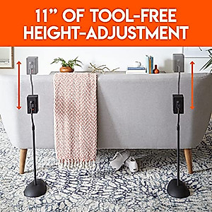 ECHOGEAR Speaker Stands Pair - Height Adjustable with Universal Compatibility - Works with Vizio, Klipsch, Bose, Sony & More - Includes Built-in Cable Management - Great for Surround Sound Setups