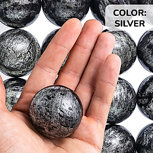 Entervending 25 Pcs Large Bouncy Ball 45 mm - Silver Bowling Bounce Balls