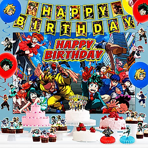 53Pcs Kids Birthday Party Supplies Decorations Include 1Pc 5*3FT Backdrop, 1Pc Banner, 6Pcs Hanging Swirls, 1Pc Cake Topper, 24Pcs Cupcake Toppers, 2Pcs Honeycomb Centerpieces, 18Pcs Latex Balloons