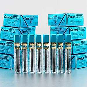 Pentel Super Hi-Polymer Lead Refill, 0.7mm Medium, 2H, 144 Pieces of Lead (50-2H),Gray