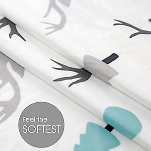 GRSSDER Stretchy Ultra Soft Jersey Knit Fitted Pack n Play Sheets 2 Pack, Playard Sheets for Baby Girls and Boys, Universal Fit for Pack N Plays Safe and Snug, Cute Bear and Deer