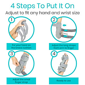 Vive Resting Hand Splint (Left) (w/ Rehab Video App) - Night Immobilizer Wrist Finger Brace - Thumb Stabilizer Wrap - for Arthritis, Tendonitis, Carpal Tunnel Pain - Functional Support for Sprains Fractures (Medium)