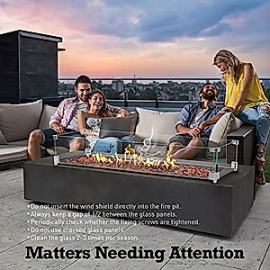 Fire Pit Wind Guard – Premium Fire Glass for Propane Fire Pit – Thick Tempered Glass Fire Pit Screen Rectangular – Clear Fire Pit Glass Shield for Propane and Gas Pits - 35.5 x 11.5 x 6-inch