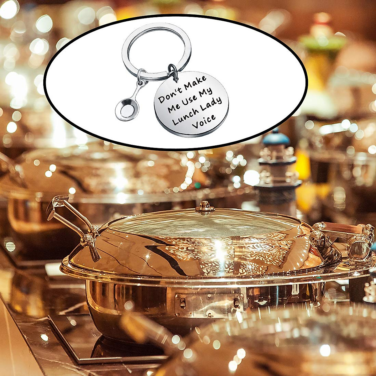 POTIY Lunch Lady Gift Cafeteria Worker Don't Make Me Use My Lunch Lady Voice Keychain Appreciation Gift for Canteen(Lunch)