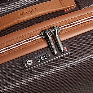 DELSEY Paris Chatelet Hardside 2.0 Luggage with Spinner Wheels, Chocolate Brown, Checked-Medium 24 Inch