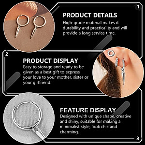 Spike Dangle Earrings, 925 Sterling Silver Huggie Hoop Earring, Geometric Triangle Cone Dangle Drop Earrings, Stud Earring 2.6x0.3cm 11047280T9 0