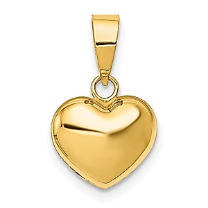 Auriga Fine Jewelry 14K Yellow Gold Puffed Heart Pendant for Women (L- 0.6 Inch, W- 0.4 Inch)