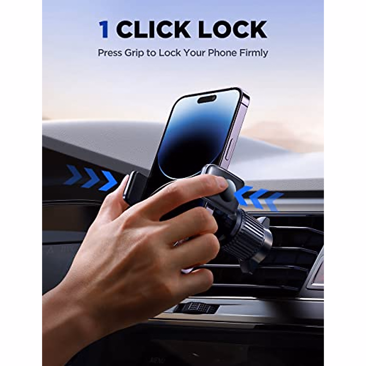 JOYROOM Mini Air Vent Phone Mount for Car, Hands Free Phone Holder with Telescopic Clamping & Folding Back, Car Mount for All iPhone Samsung & Other Smartphone