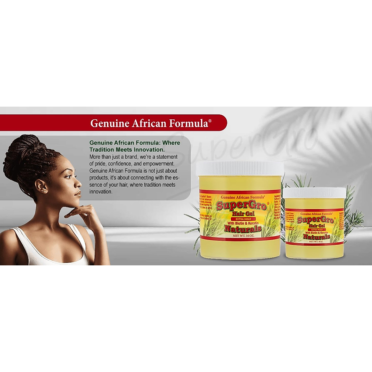 SuperGro Extra Hold Loc & Twist Gel for Natural Hair Styling – Ideal for Braiding, Retwisting Locs, and Edge Control – With Shea Butter, Biotin & Black Castor Oil – 8 oz