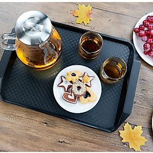 Vababa Black Plastic Fast Food Serving Trays, 4-Pack, 16.8-INCH x 12-INCH