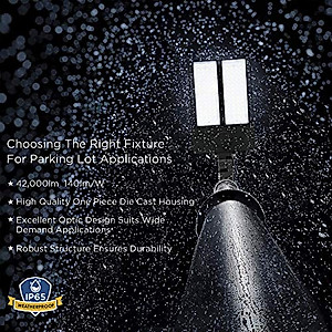 300W LED Parking Lot Light, 42,000LM 5000K ETL Certified 0-10V Dimmable LED Shoebox Light, with Dusk to Dawn Photocell, Slip Fitter, LED Street Light for Commercial Street Area, Parking Area(Brown)