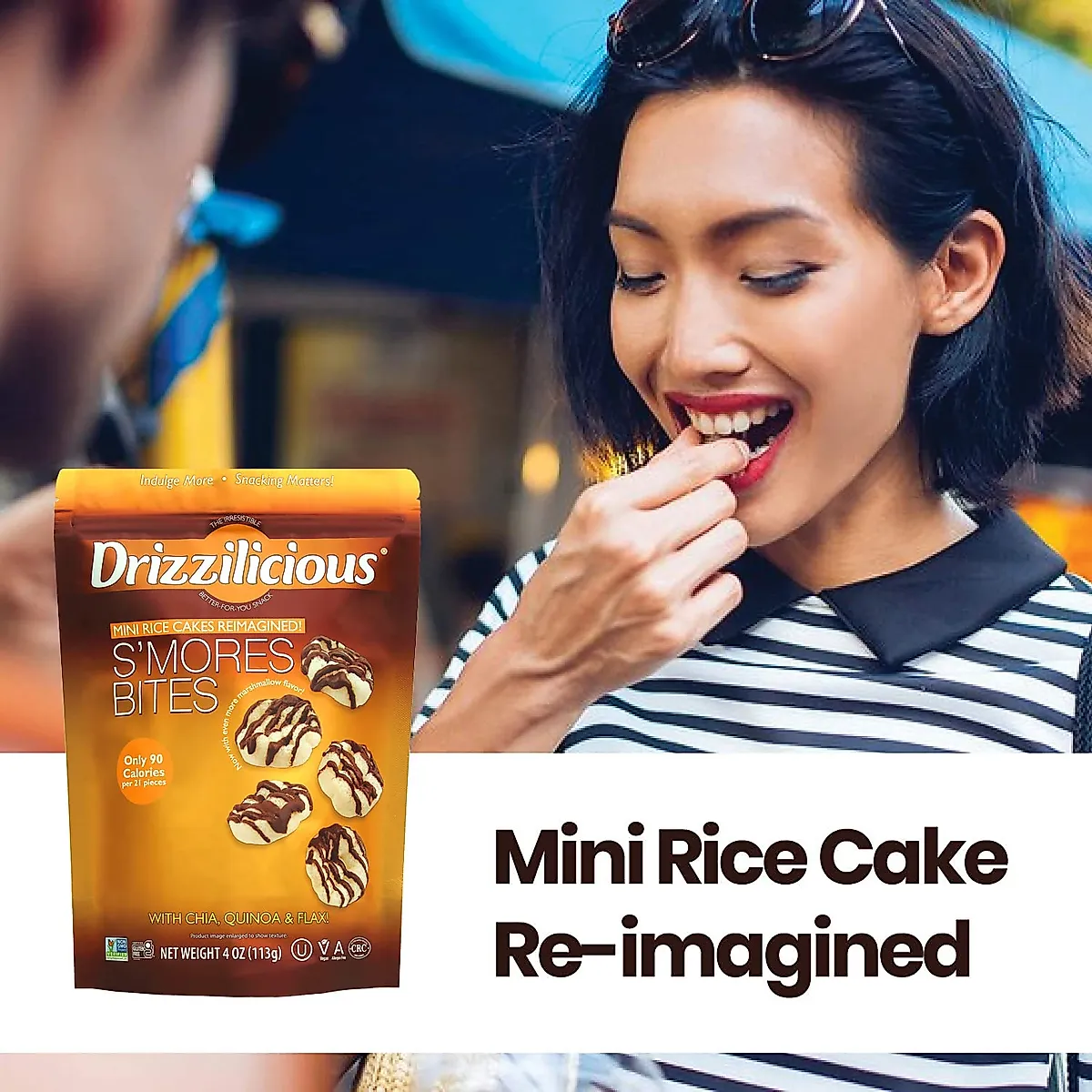 Drizzilicious S'mores 10 Pack | Mini Snack Chocolatey Rice Cakes | Vegan Air Popped Chia, Quinoa, Flax Smore Snacks