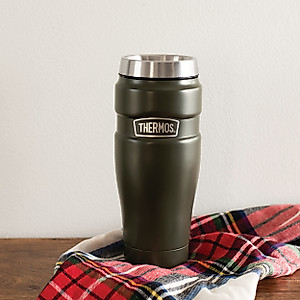 THERMOS Stainless King Vacuum-Insulated Travel Tumbler, 16 Ounce, Army Green