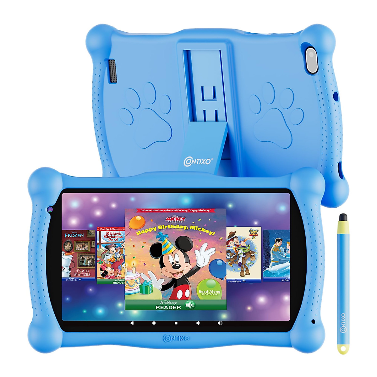 Contixo Kids Tablet V10, 7-Inch HD for Ages 3-7 - Toddler Tablet with Camera, Parental Control, 32GB Storage, WiFi, 50+ Disney Storybooks & Stickers, Kid-Proof Case & Stylus - Blue