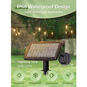 addlon 54FT(48+6) Solar String Lights Outdoor Waterproof with USB Port & Remote Control Dimmable Solar Patio Lights IP65 Solar Powered Edison LED Bulbs for Outside Bistro Camping