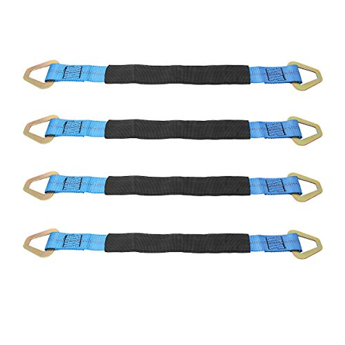 NovelBee 4 Pack of 24 x 2" Axle Strap with Protective Sleeve and D-Ring for Securing Car Transport (Blue)