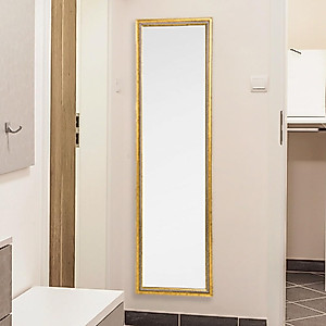 Yone jx je Full Length Mirror Wall Mirror Full Body Mirror for Wall Hanging or Leaning Against Wall Dressing and Wall-Mounted Mirror Polymer Thin Frame No Stand, 50"x 14", Gold