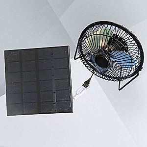 VORCOOL Solar Powered USB Fan Quiet Free Angle Rotation Desk Fan Outdoor Home Chicken House Cooling Ventilation System (3W 4 inch)